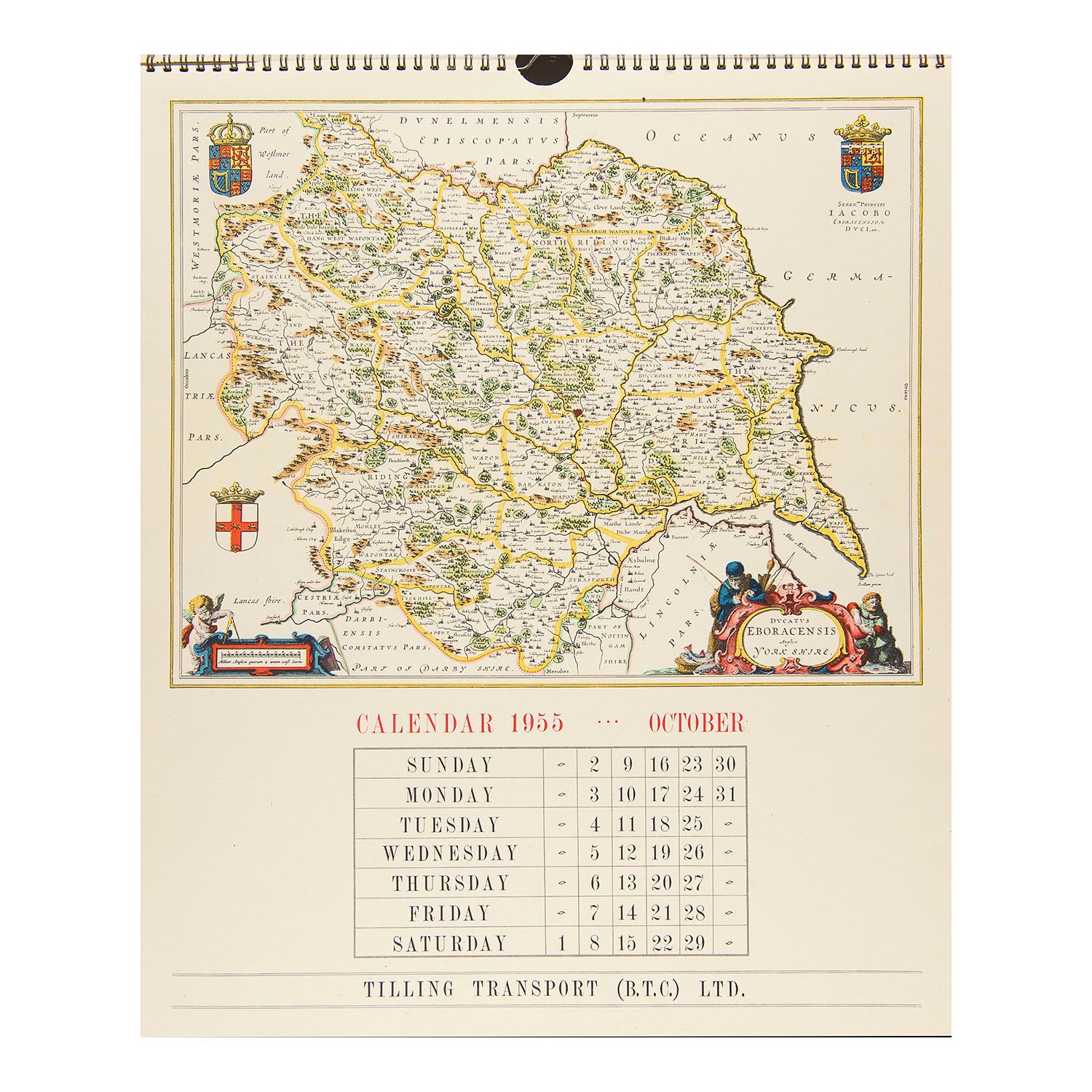 Old County maps Calendar 1955 | Twentieth Century Posters
