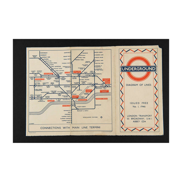 Pocket London Transport Underground Map, No.1 1946 | Twentieth Century ...