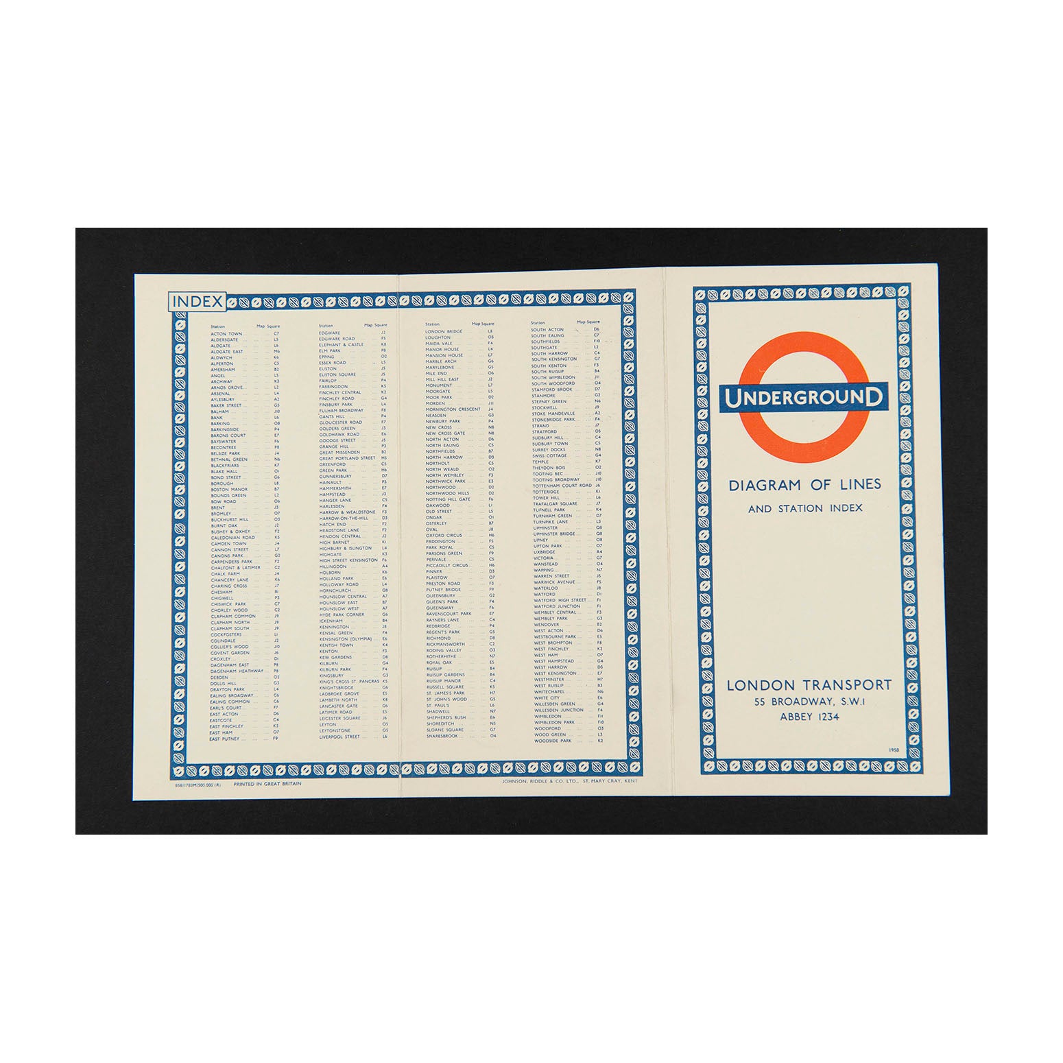 Pocket London Transport Underground Map, 1958 (revised edition ...