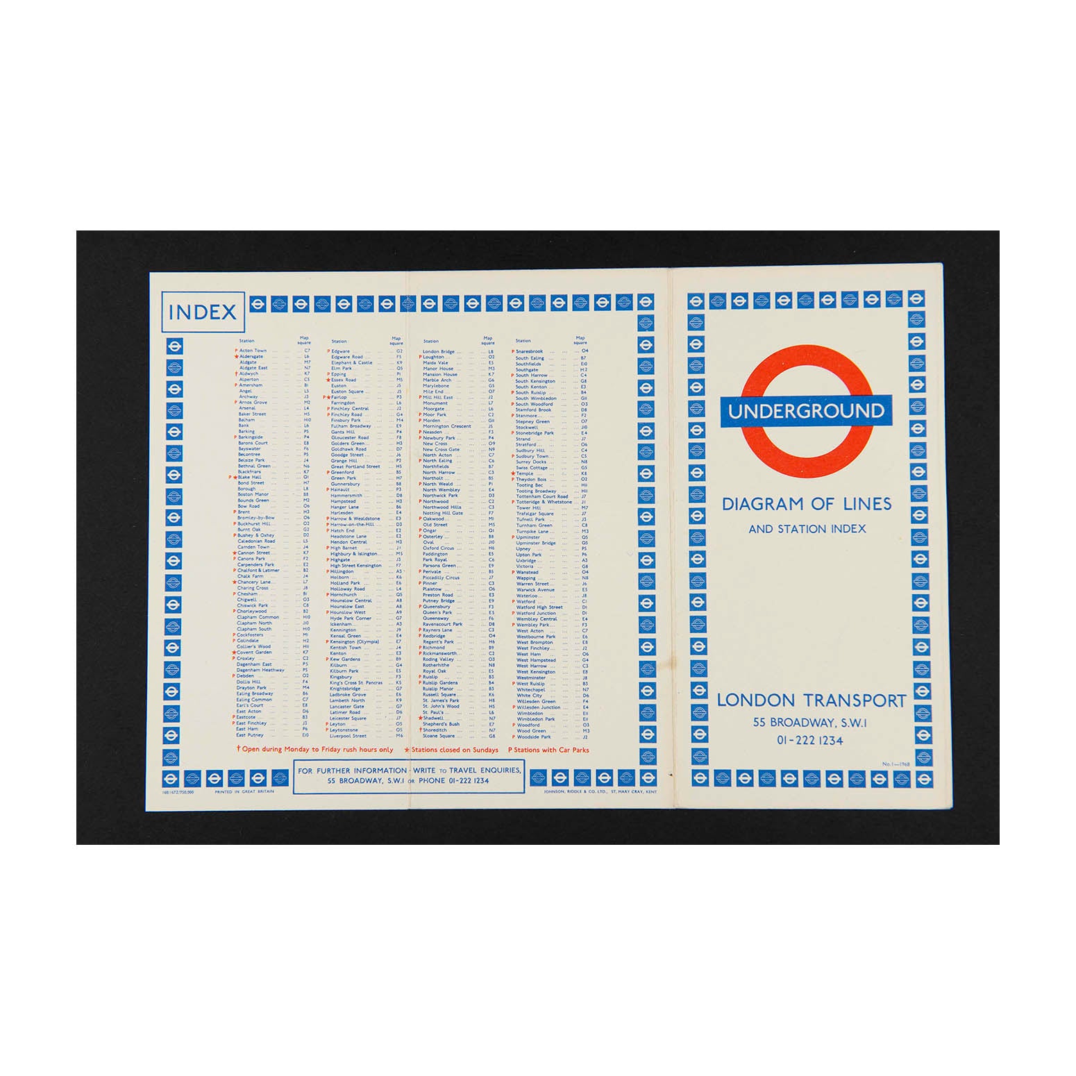 Pocket London Transport Underground Map, 1968 No. 1 | Twentieth Century ...