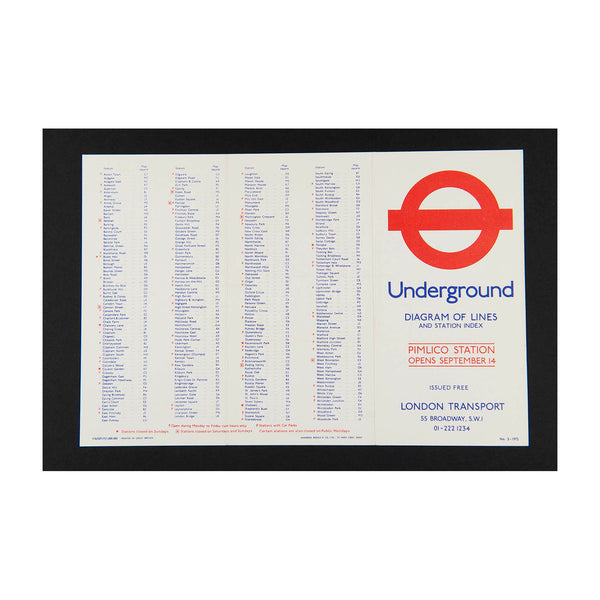 Pocket London Transport Underground Map, No. 2 1972 (Pimlico variant ...
