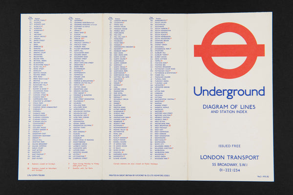 Pocket London Transport Underground Map, No. 2 1975 (Revised edition ...