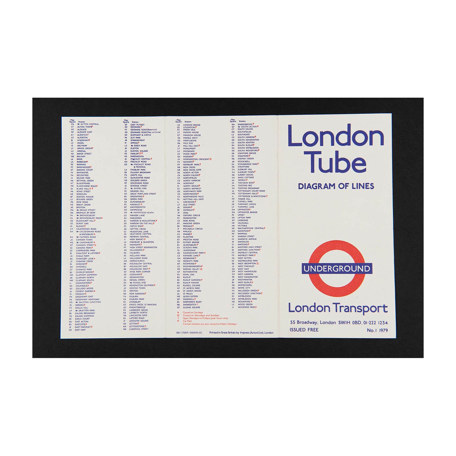 Pocket London Transport Underground Map, No. 1 1979 (variant ...