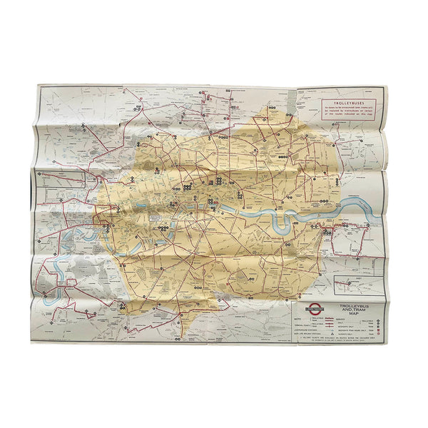 Five London Transport Tram & Trolleybus folding maps (1932-1950 ...