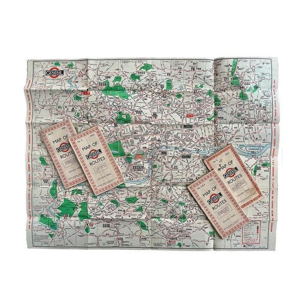 Five London General Omnibus Co folding maps, 1930s | Twentieth Century ...